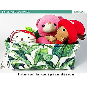 FANKANG Rectangular Laundry Basket Nursery Storage Fabric Storage Bin Storage Hamper,Book Bag,Gift Baskets (Green plant)