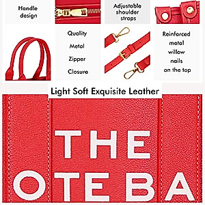 JQAliMOVV The Tote Bags for Women - Large PU Leather Tote Bag Trendy Travel Tote Bag Handbag Top-Handle Shoulder Crossbody Bags (Red)