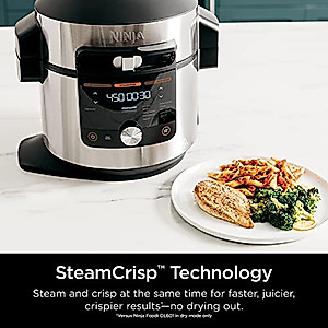 Ninja OL601 Foodi XL 8 Qt. Pressure Cooker Steam Fryer with SmartLid, 14-in-1 that Air Fries, Bakes & More, with 3-Layer Capacity, 5 Qt. Crisp Basket, Silver/Black (Renewed)