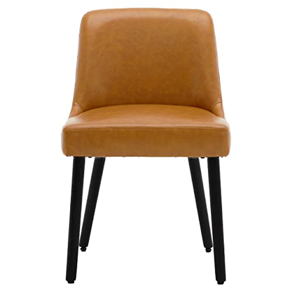 MINCETA Dining Chair,Morden Wood Leg Upholstered Kitchen Chair Set of 2,PU in Brown