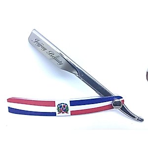 Dominican Flag Straight Edge Barber Razor Folding Shaving Razor