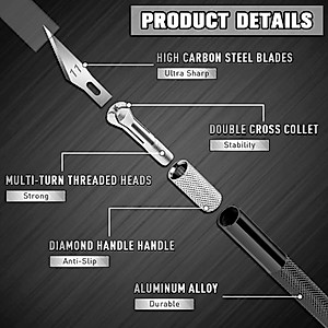 DIYSELF 2 Pack Exacto Knife for Crafting, Art, Hobby Knife for Fondant, Craft Knife Exacto, Precision Knife for Crafts, Leather, Art Knife Set, Exacting Knife Set with Extra 20 Blades #11(Black)