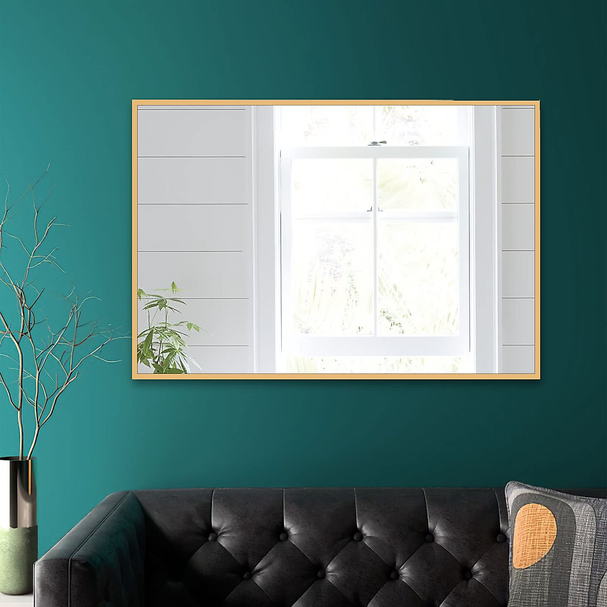 NeuType 38"x26" Wall Mirror Full Length Mirror Floor & Full Length Mirrors Full Body Mirror Gold Mirror Shower Mirror Dressing Mirror Boho Mirror Aluminum Alloy Frame No Stand