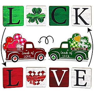 5PCS Valentines Day Decor/St.Patricks Day Decorations Reversible Table Centerpieces Tiered Tray Ornament for Home Party Decor