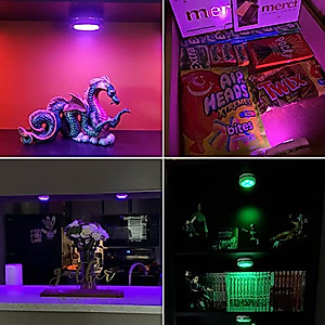 MFOX Under Cabinet Lights Wireless, Puck Lights with Remote Control, LED Color Changing Closet Lights USB Rechargeable, Dimmable LED Ceiling Lights for Bedroom