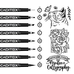 Calligraphy Pens, CADITEX 8 Size Calligraphy Pens Set for Beginners Drawing, Writing