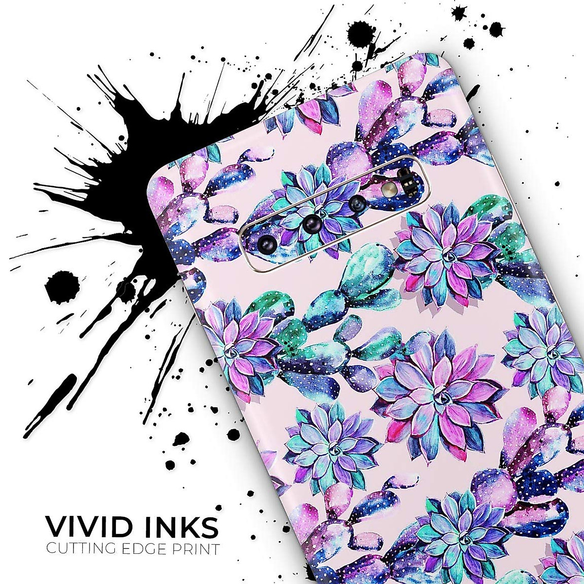 DesignSkinz Watercolor Cactus Succulent Bloom V16 Protective Vinyl Decal Wrap Skin Cover Compatible with The Samsung Galaxy S20 (Screen Trim & Back Glass Skin)