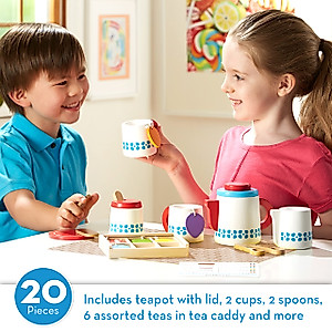 Melissa & Doug 22-Piece Steep and Serve Wooden Tea Set - Play Food and Kitchen Accessories | Play Tea Set, Pretend Play Tea Set Toy For Kids Ages 3+