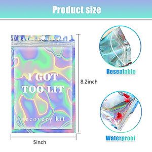 Fcuadro Hangover Kit Bags 20Pcs I GOT TOO LIT Holographic Hang Over Recovery Bags Bachelorette Party Supplies Birthday Goodie Gift Bags for Bridal Shower Party Favors 5X7 (White)