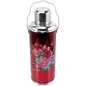 Housoutil Insulated Stainless Steel Water Bottle Chinese Traditional Flask Double Walled Travel Mug Vacuum Coffee Cup Keeps Hot and Cold Leakproof Lids