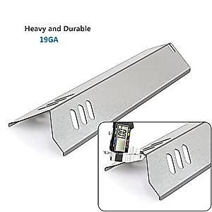 Zemibi 3-Pack 14 3/16 Inch Stainless Steel Heat Plate Replacement for Uniflame GBC1030W, GBC1030WRS, GBC1030WRS-C, GBC1134W, GBC1134WRS Gas Grill Models, BBQ Burner Cover Flame Tamer, Heat Shield