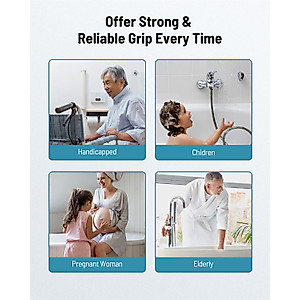 Grab Bars for Bathtubs and Showers, Suction 530 lbs Shower Handles for Elderly Suction, Shower Grab Bars for Seniors, Shower Bars Safety, White, 2 Pack