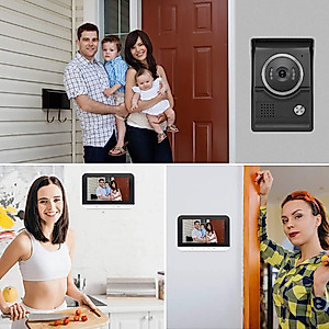 Video Intercom System, 7 Inch doorbell with Camera and Monitor, Video doorbell with IR-Cut Rainproof Outdoor Camera Visual Two-Way Intercom Audio Remote Unlock(1 Camera & 2 Monitors)