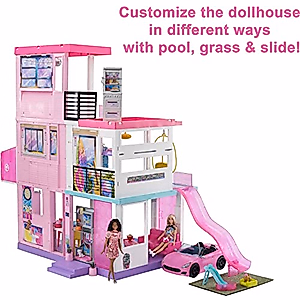 Barbie 60th Celebration DreamHouse Playset (3.75 ft) with 2 Exclusive Dolls, Car, Pool, Slide, Elevator, Lights & Sounds, 100+ Pieces, 3 Year Olds & Up