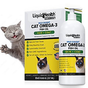 Liquid Health Pets Purr-Fection Omega 3 Fish Oil for Cats - Liquid Omega 3 for Cats with EPA+DPA+DHA, Cat Omega 3 Supplement May Reduce Itching, Support Joint, Immunity, Brain, Heart Health (8 Oz)