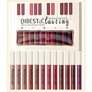 Aseawave Matte Liquid Lipstick Makeup Set, Pigmented Long Lasting Lip Gloss Set, Non-Stick Cup Not Fade Professional Lip Makeup Gift Kit for Women