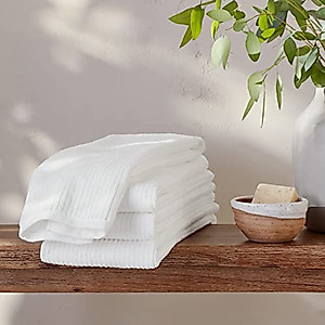 Amazon Aware 100% Organic Cotton Ribbed Bath Towels - Hand Towels, 4-Pack, White