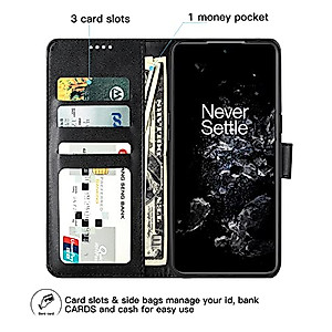 Feitenn for Oneplus 10T 5G Case,1+10T Flip Wallet Leather Cover with Kickstand,Multi-Function Magnetic Suction Strong Closure Protective Phone Case for Oneplus 10T 5G 2022 (Black)