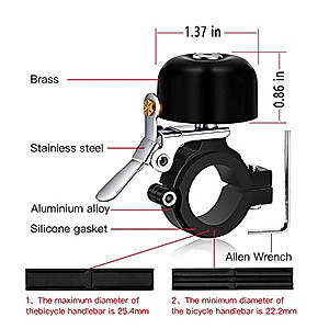 Greallthy Bike Bell Classic Brass Bicycle Bell for Bike Ring Bell with Loud Sound Bells for Road Mountain Bike Handlebars Adults (Bike Handlebar Between 22.2-25.4mm)