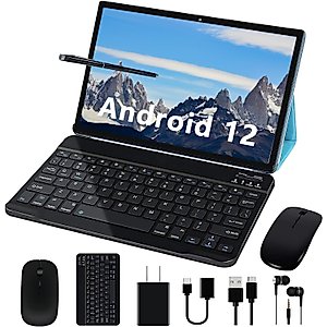 GOODTEL Android Tablet 10 Inch Tablet Octa-Core Processor 64 GB ROM Tablets, Smart IPS, 8000 mAh, Camera 5 MP + 8 MP, WiFi | Bluetooth, Tablet with Keyboard + Mouse (Blue)