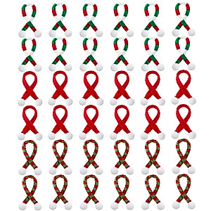 Bencailor 36 Pieces Mini Christmas Scarves for Craft Tiny Snowman Scarves 7.9 x 0.6 Inch Xmas Pet Knitted Scarf Doll Snowman Wine Bottle Scarf Accessory Holiday Christmas Decor for DIY (Red Green)
