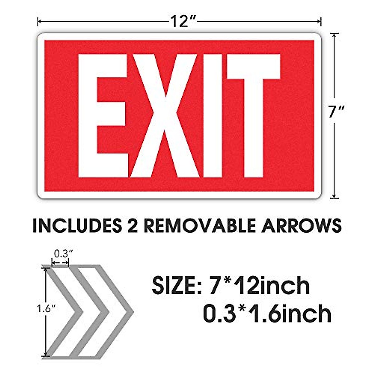 EXIT Signs Glow In The Dark EXIT Decals 3 Pack 12"x7" EXIT Photoluminescent Signs Stickers, Glows For Up To 8 Hours