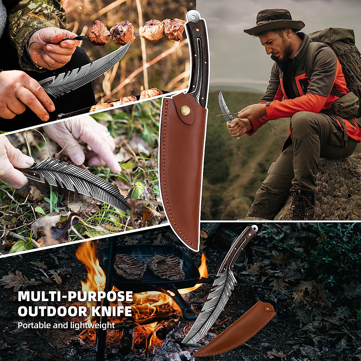 VCXOX Professional Meat Cleaver Knife Kitchen Chef Knives High Carbon Stainless Steel Ultra Sharp Kitchen Cutting Knife for Meat Vegetable Cooking Tool Outdoor and Home Use (Black-001)