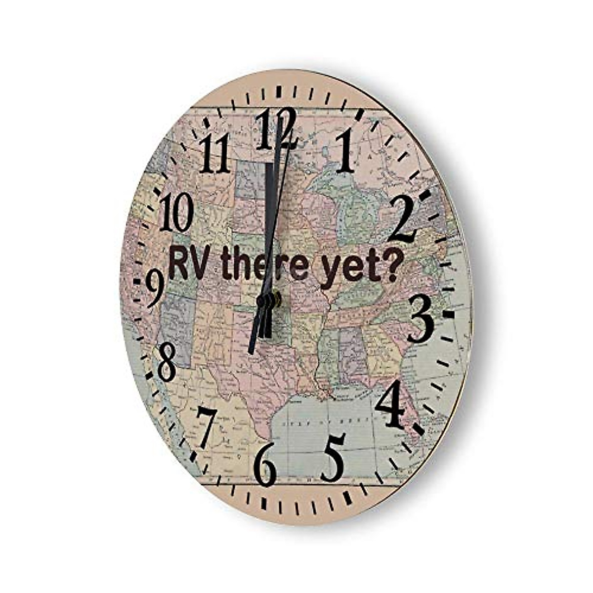 New Funny Wall Clock RV Round Wooden Wall Clock 10 Inch for Room, Office, Kitchen