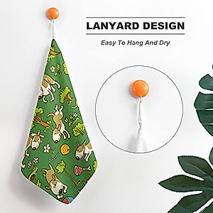 Lurnise Hand Towel Dog Tree Hand Towels Dish Towel Lanyard Design for Bathroom Kitchen Sports