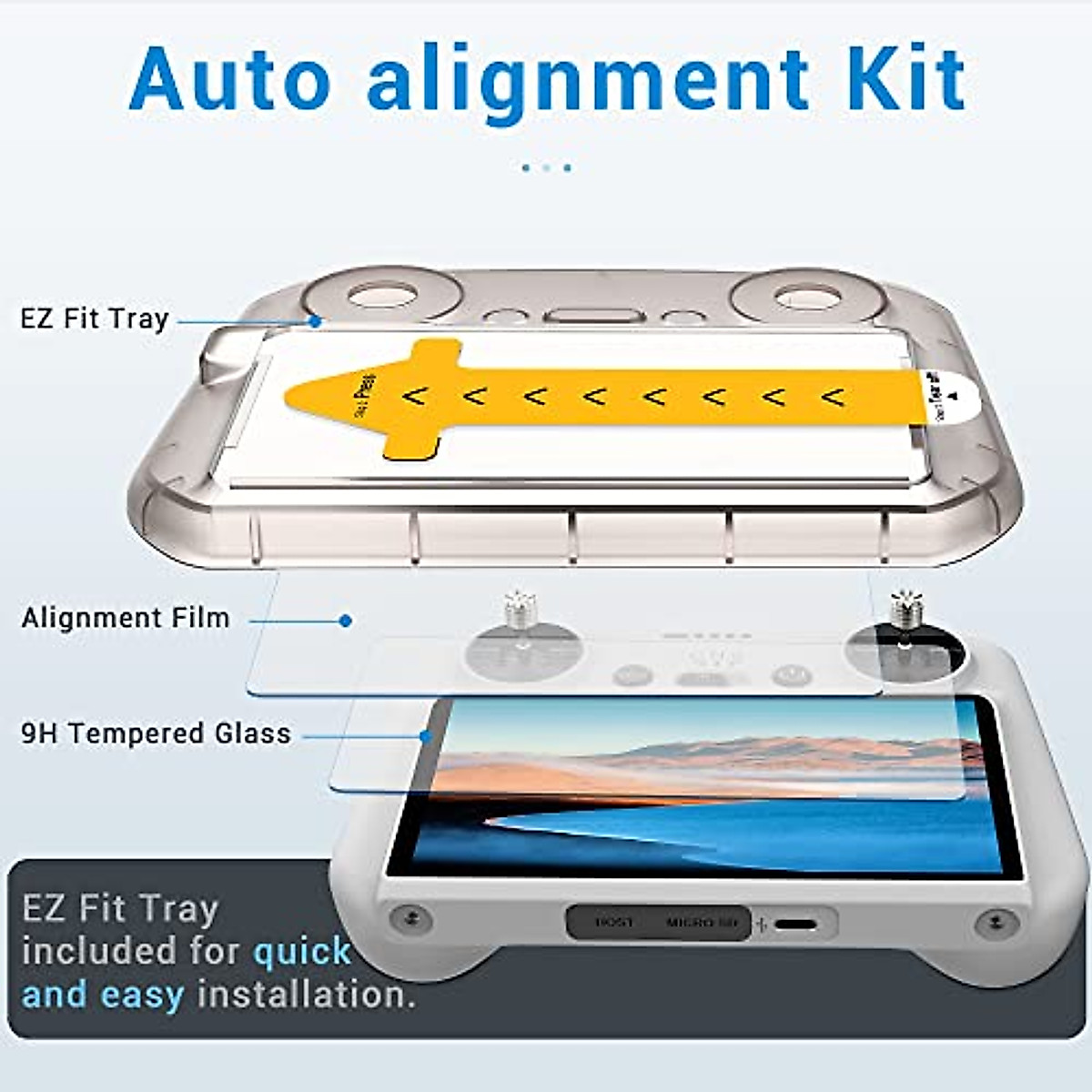 CYNOVA DJI Mini 3 Pro Screen Protector with Auto Alignment Kit for DJI RC Remote Controller, Ultra HD 9H Hardness Anti-Scratch Tempered Glass DJI RC Pro Accessories for DJI Mini 3 Pro (2-Pack)