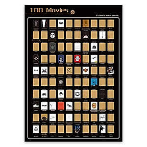 NTZS 100 Movies Scratch Off Poster - Top Films of All Time Bucket List (16.5" x 23.4")…