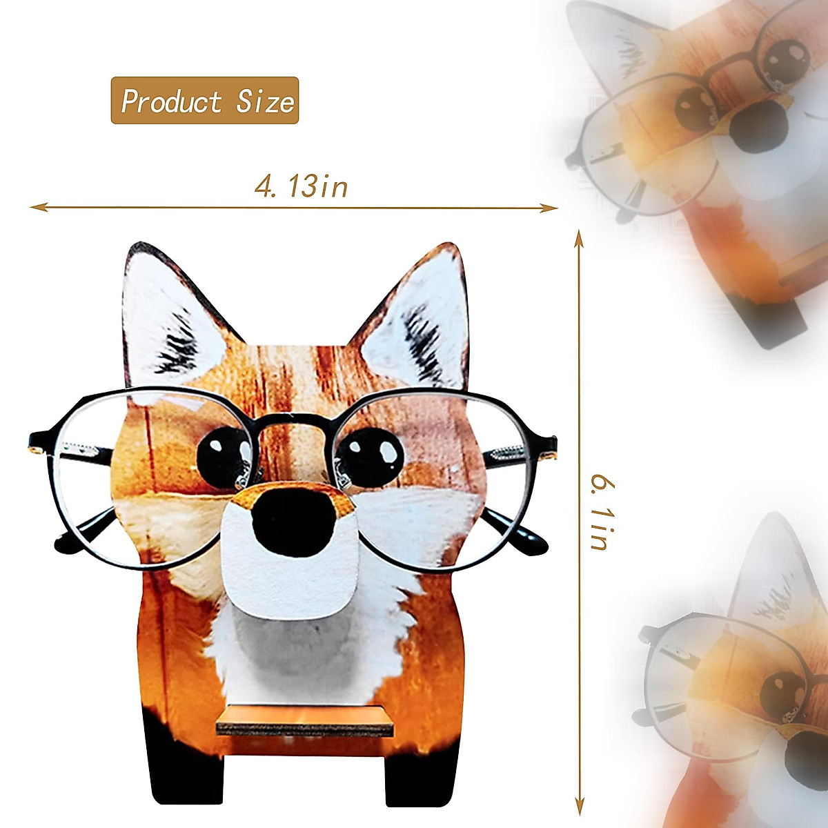 LAXIA Creative Glasses Holder Stand，Cute Animal Glasses Holder,Sunglasses Spectacle Display Rack for Home, Office, Desk, Nightstand(2 PCS) (Fox)