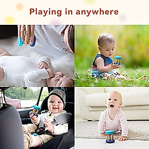Promise Babe Wooden Rattle Nursing Shower Gifts Montessori Baby Roller Bell Toys Infant Gym Blue
