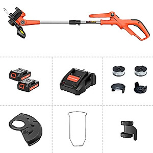 PAXCESS Cordless String Trimmer/Edger, 20V 10-Inch Weed Eater with 2Pcs 1.50Ah Batteries, 1Pcs Charger and Replacement Spool Line, Length Adjustable Weed Wacker