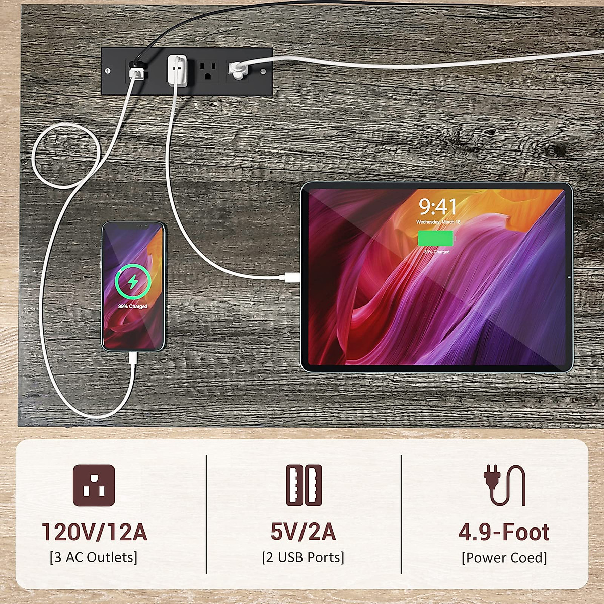 Homieasy Wine Bar Cabinet with Led Lights and Power Outlets, Industrial Coffee Bar Cabinet for Liquor and Glasses, Farmhouse Bar Cabinet with Removable Wine Racks, Black Oak