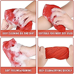 6 Pieces African Bathing Sponge Bath Sponge Exfoliating Shower Body Scrubber Back Skin Smoother for Women Men Body Beauty or Stocking Stuffer (Brown, Green, Orange, Purple, Red, Yellow)