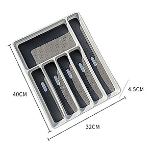 Drawer Organizer Cutlery Tray Silverware Utensil Storage 6 Sections for Kitchen Office Dinning Room