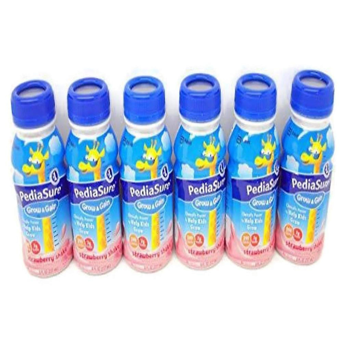 PediaSure Grow & Gain Strawberry Shakes 6 (8 Oz.) Bottles - Small Storage Space Friendly!