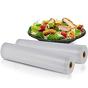 NutriChef Vacuum Sealer Bags 8x50 Rolls 2 pack for Food Saver, Seal a Meal, NutriChef, Heavy Duty & Two 8" X10' 4 mil Commercial Grade Vacuum Sealer Food Storage Rolls, Clear