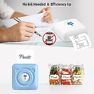 Portable Printer, Mini Printer Wireless Bluetooth Mobile Thermal Printer, Pocket Printer with 1 Roll Printing Paper for Android iOS Smartphone, Inkless Printer for Label Receipt Photo Journal