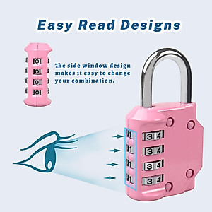 RESET-060 4 Digit Combination Lock Outdoor Padlock for School Gym Sports Locker Fence Toolbox Gate Suitcase Hasp Pink