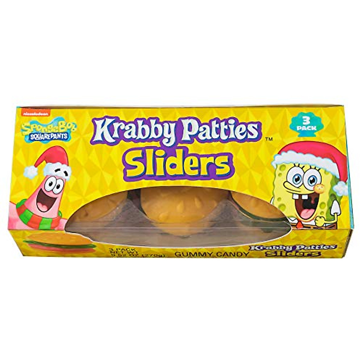 Giant Gummy Krabby Patties Candy, SpongeBob Burger Sliders, 9.52 Ounce