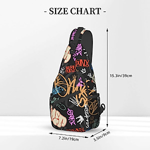 ZREXUO Graffiti Art Sling Backpack,Casual Crossbody Backpack Sling Bag Chest Daypack for Men Women Sport