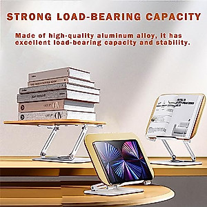 Book Stand for Reading Hands Free,Multi-Angle Adjustable Book Holder Stand with 360° Rotating Base & Page Clips,Foldable Cookbook Stand for Laptop Display Textbook Recipe Book Document Sheet Music