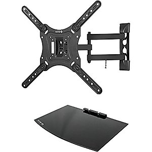 VIVO 23 to 55 inch Screen TV Wall Mount with Adjustable Tilt and Entertainment Shelf, Floating AV, DVD Shelving, Black, Mount-VWSF1