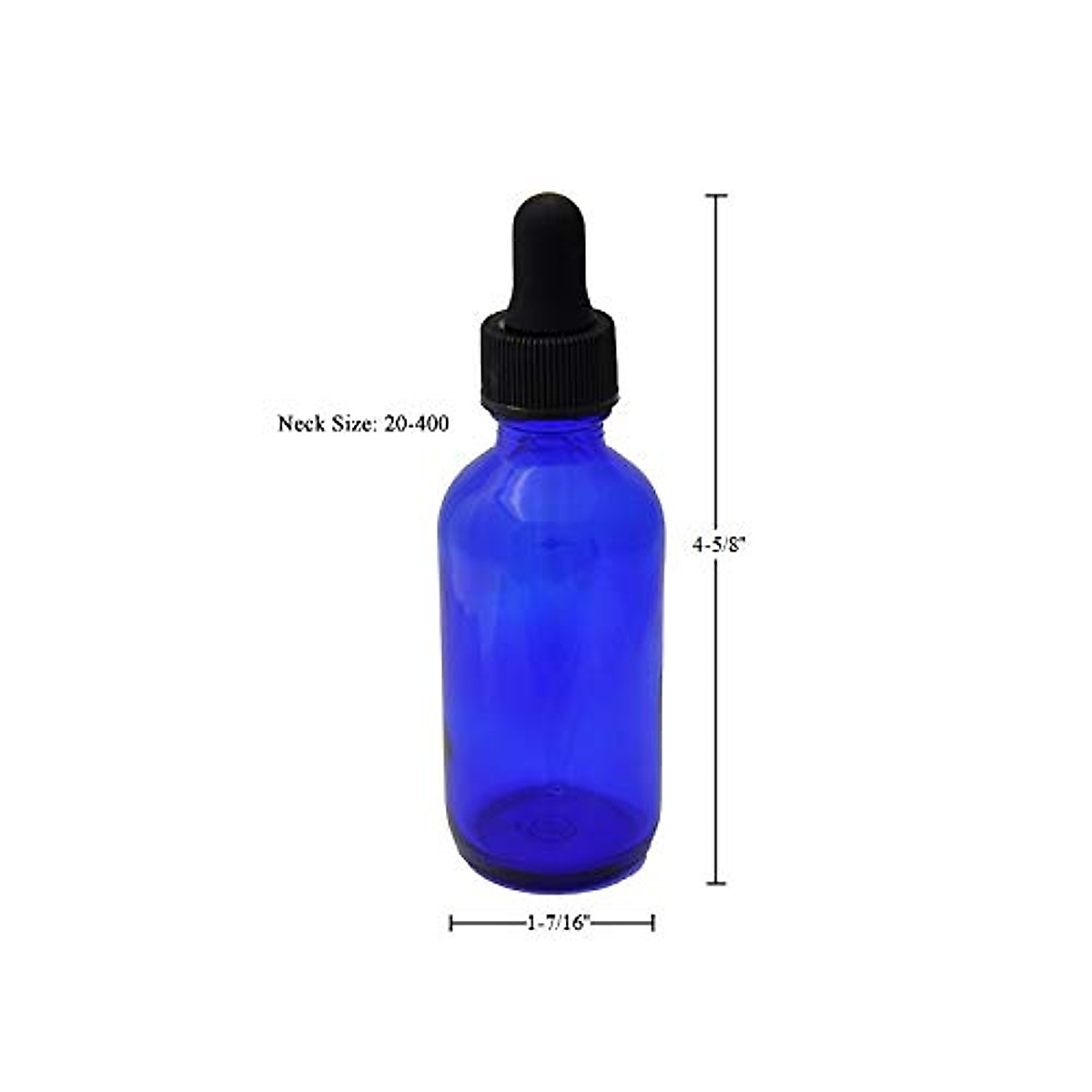 Dropper Stop® 2oz Cobalt Blue Glass Dropper Bottles (60mL) with Tapered Glass Droppers - Pack of 80