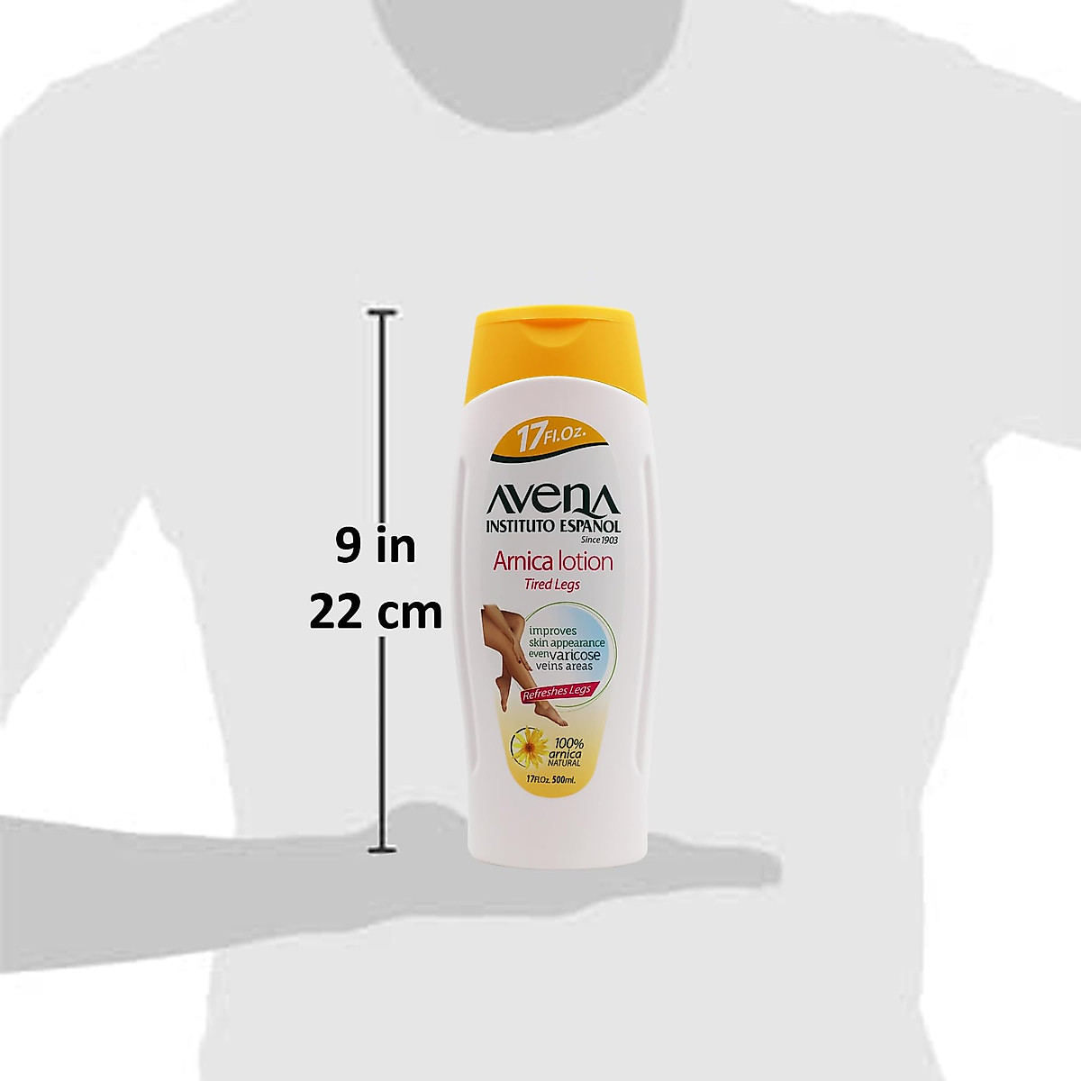 Avena Instituto Español Arnica Lotion Tired Legs, Improves Skin Appearance, Even Varicose Veins Areas, Refreshes Legs, 2-Pack of 17 FL Oz each, 2 Bottles