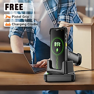 Tera Android 13 Barcode Scanner PDA: with Pistol Grip Charge Cradle Wi-Fi 6 Qualcomm CPU SE4710 Zebra Scanner Data Terminial 5.5” Full Touch Screen IP65 Rugged 4G GPS BT for WMS Management P166GC