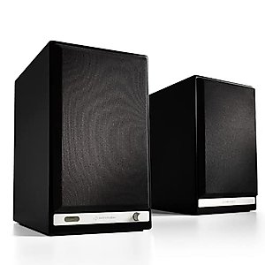 Audioengine HD6 150W Powered Bookshelf Stereo Speakers | Home Music System w/aptX HD Bluetooth, AUX Audio, Optical, RCA, 24-bit DAC | Real Wood Veneer (Black)