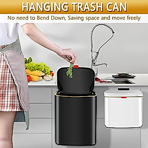 WAYCOM 2.1 Gal Compost Bin Kitchen for Counter Top or Under Sink,Compost Bin Stainless Steel Hanging Compost Bin with Lid for Cupboard/Bathroom/Bedroom/Office,Indoor Compost Bucket